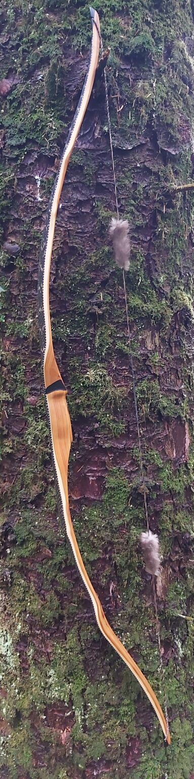 Yew snake skin and rawhide backed Deflex/Reflex Longbow. 56#@26” (Bow ...
