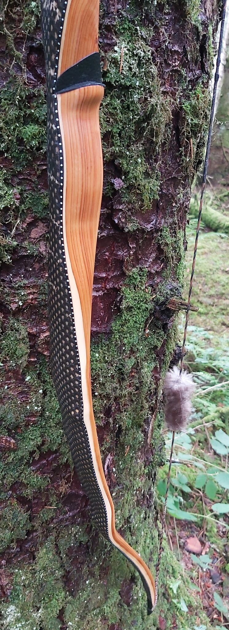 Yew snake skin and rawhide backed Deflex/Reflex Longbow. 56#@26” (Bow ...